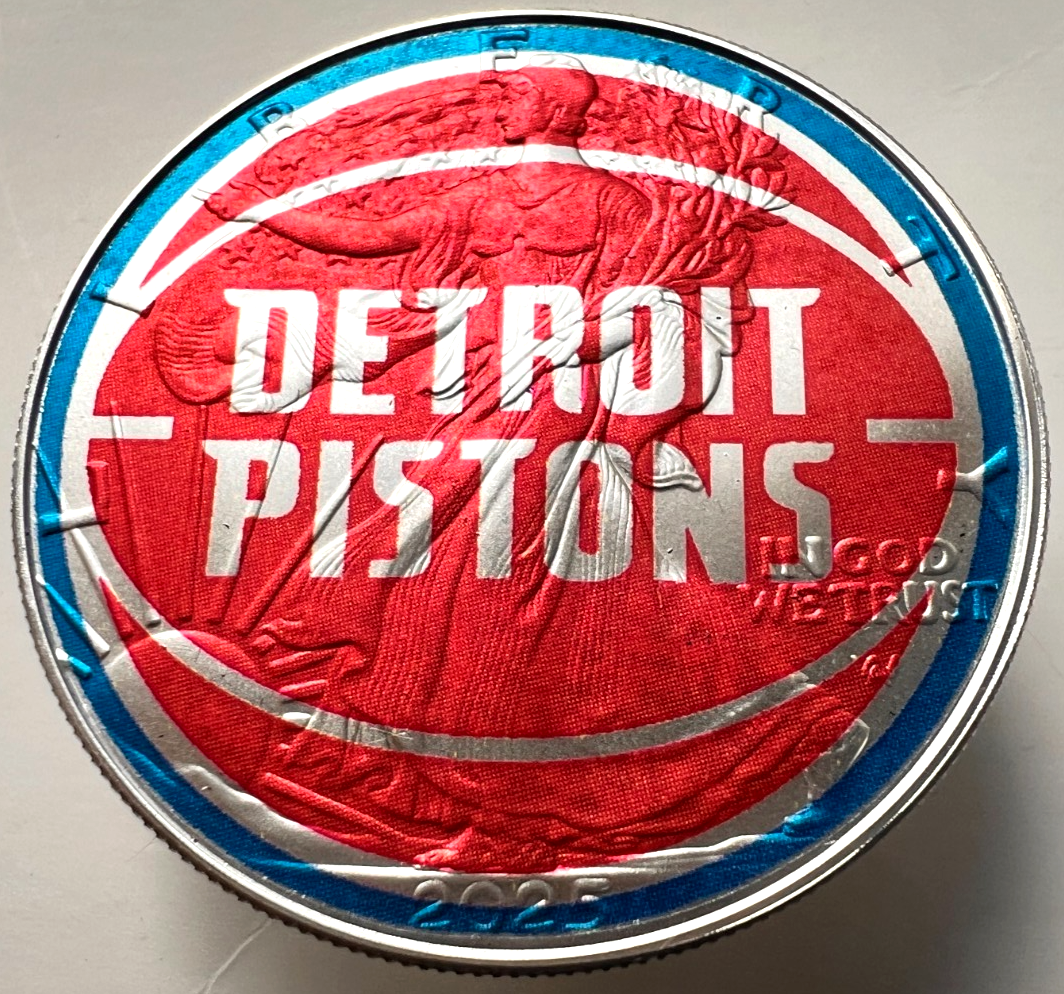 Detroit Pistons - American Silver Eagle 1oz .999 Limited Ed Silver Dol ...